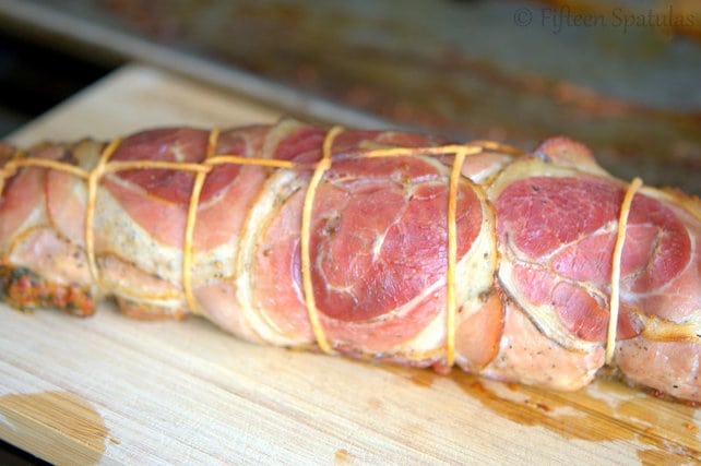 Pancetta Wrapped Stuffed Pork Tenderloin - Fifteen Spatulas