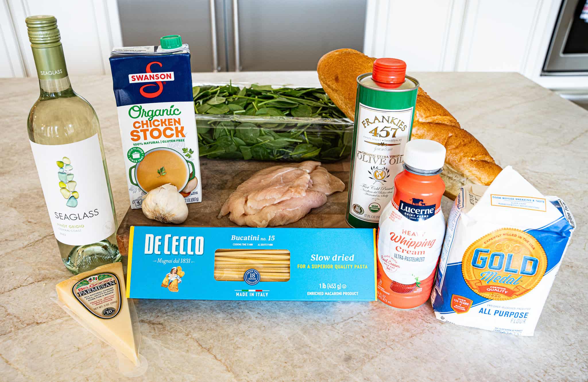 Chicken Florentine (Extra Creamy sauce w/ Pasta) - Fifteen Spatulas